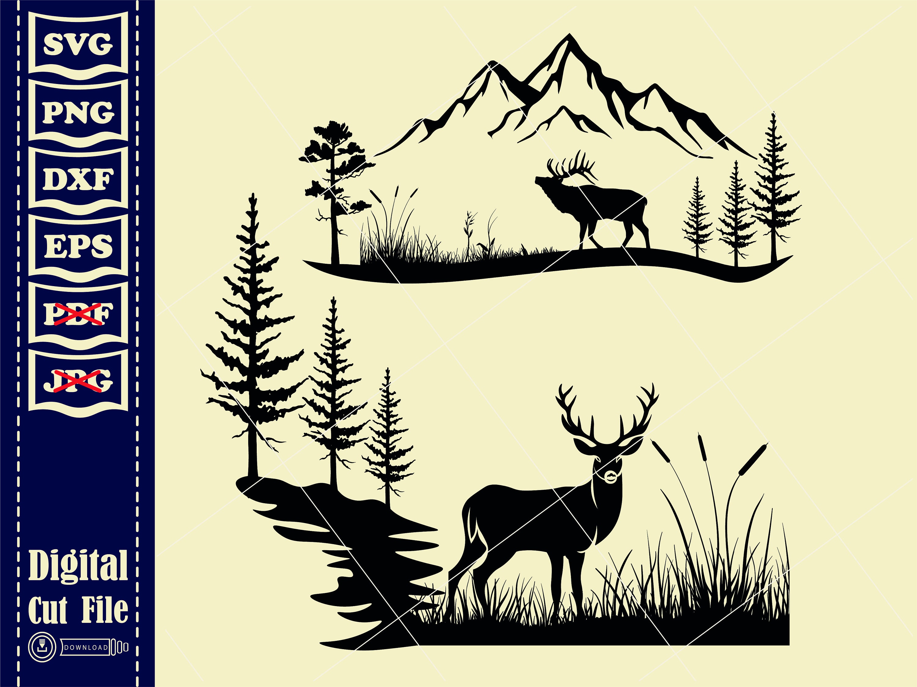Moose in Forest Svg Moose Svg Moose Scene Svg Forest Scene - Etsy