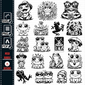 FROG SVG Png MEGA Bundle, Floral Frog Svg, Cute Frog Svg, Funny Frog ...