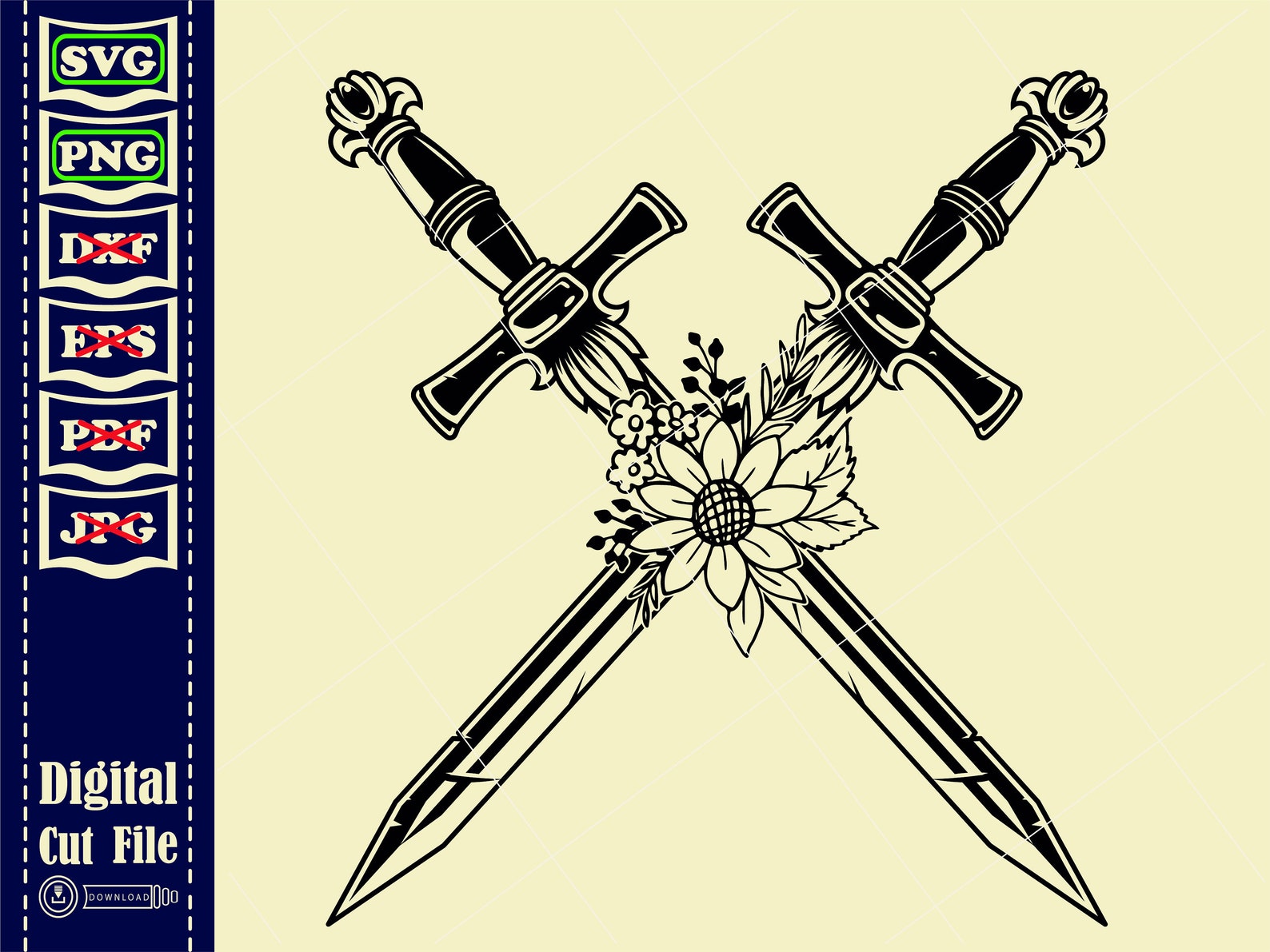 Sword Svg Flower Sword Svg File Sword Logo SVG Floral Sword - Etsy