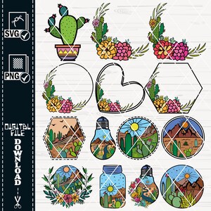 Cactus SVG MEGA Bundle, Cactus Cut File,desert Scene Svg, Cactus Scene ...