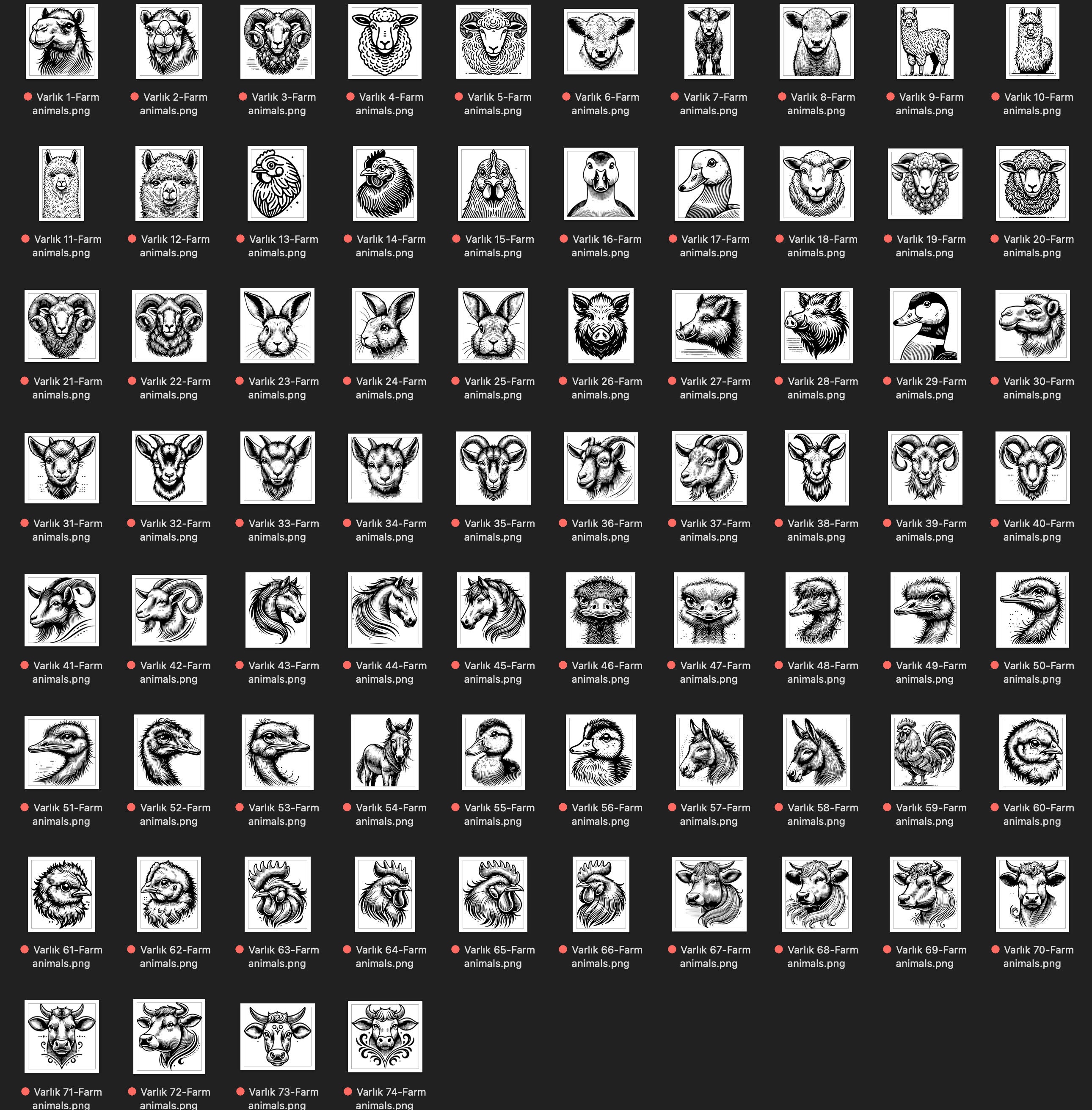 Farm Animals Vector Graphics, Mega Bundle SVG, PNG, PDF - Etsy