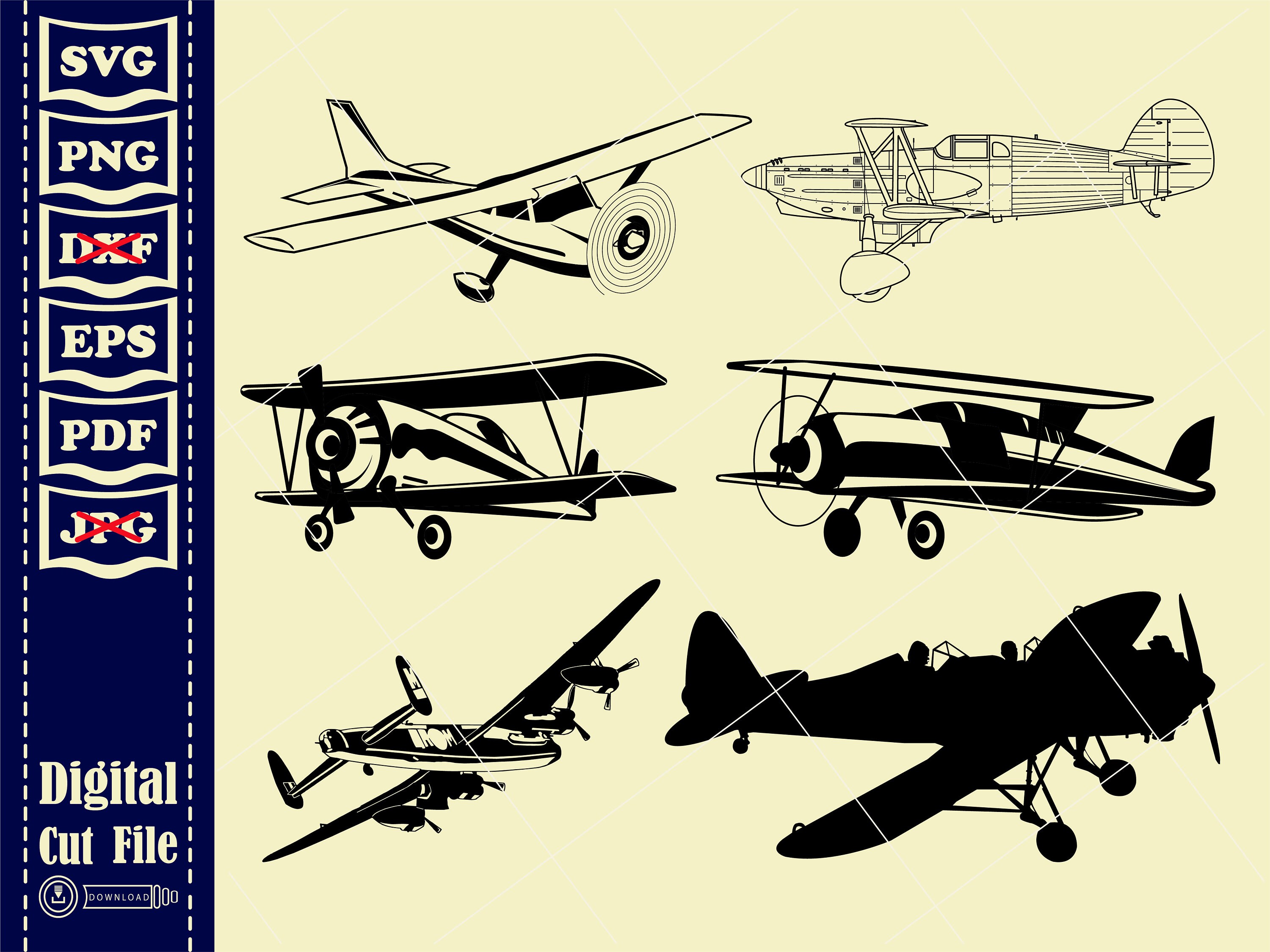 Biplane SVG 1 Propeller Plane Svg Biplane Vector Split Old - Etsy