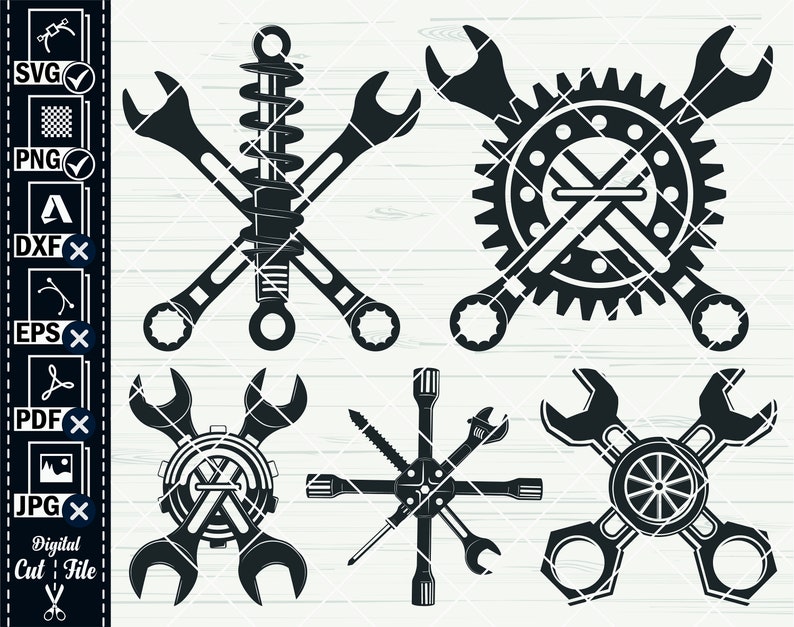 Mechanic Tools SVG Bundle, Clipart Silhouette Vector (digital Download ...