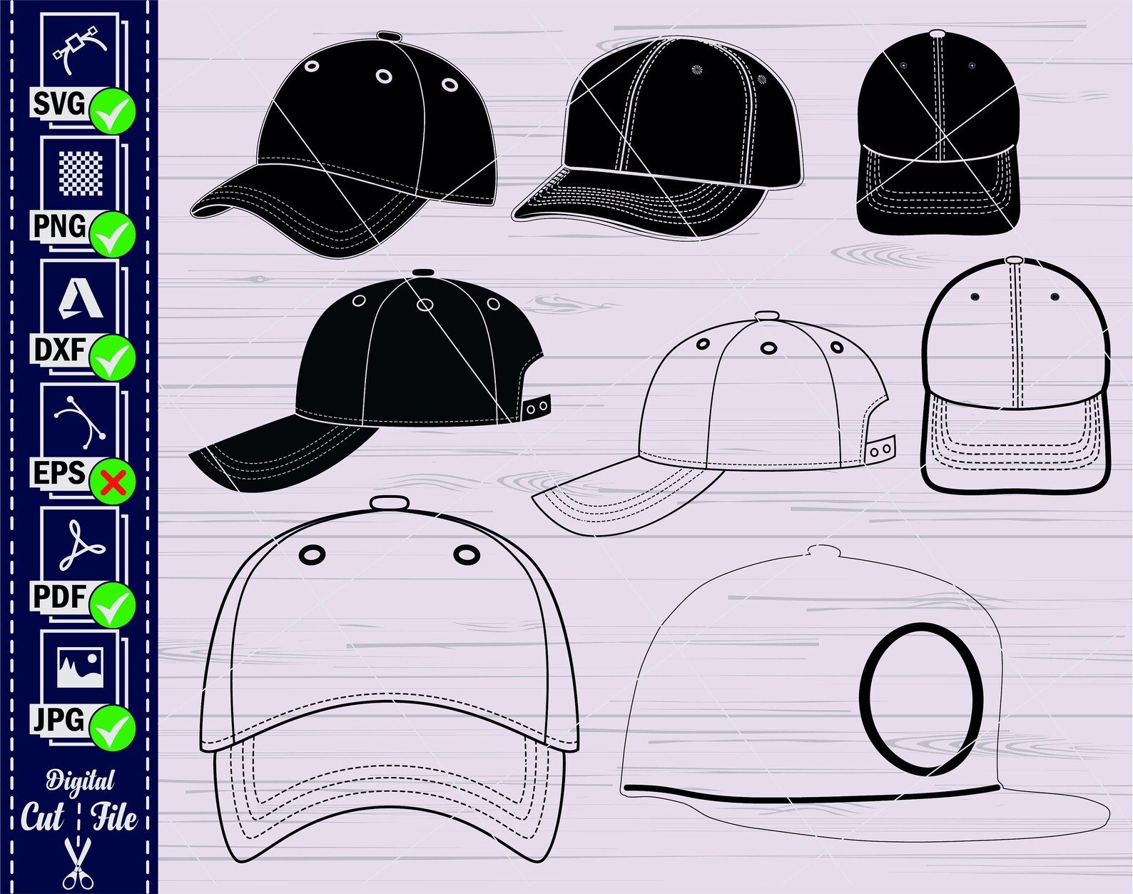 Baseball Cap SVG Files 1, Baseball Cap SVG, Baseball Cap Clipart, Cut ...