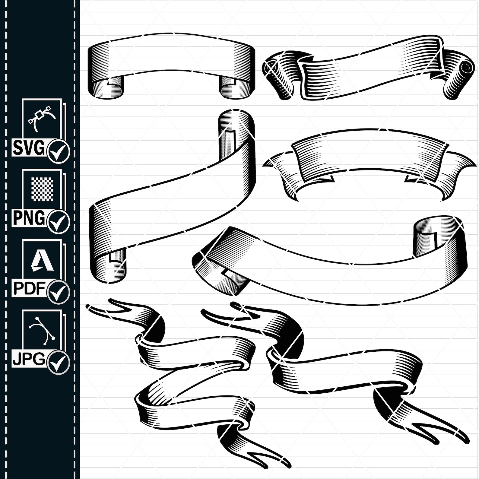 Banner SVG Bundle, Ribbon Scroll Label Clipart (digital Download) - Etsy