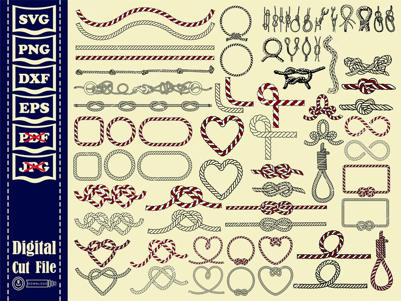 Rope SVG Bundle Nautical Knot Svg Rope Dxf Rope Png Rope - Etsy