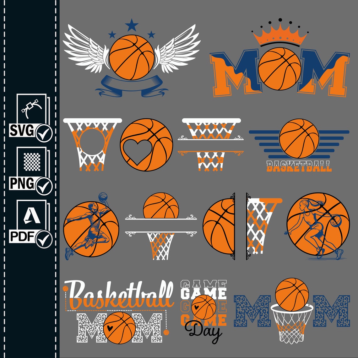 Basketball SVG Bundle, Mascot Template, Monogram (digital Download) - Etsy