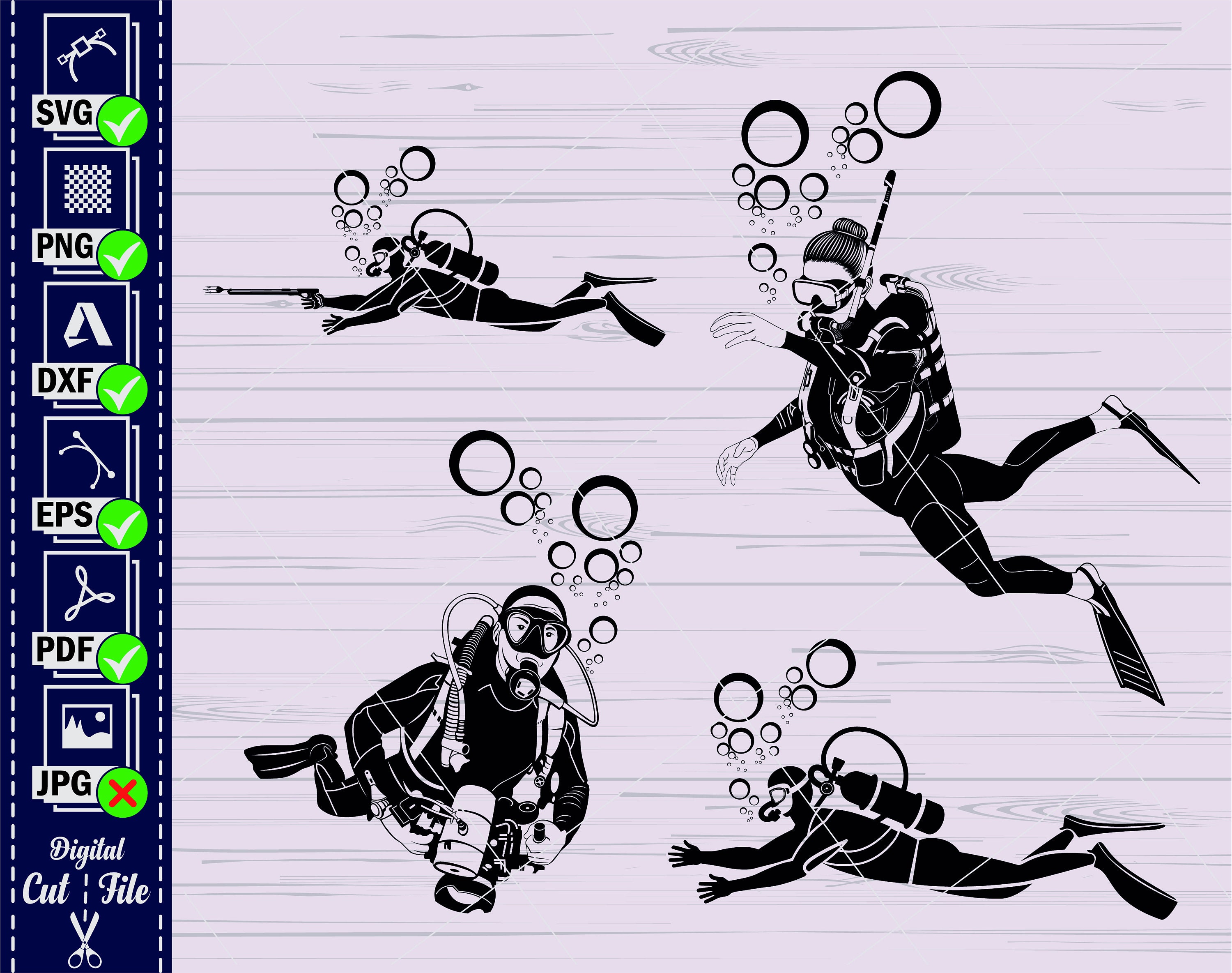 Duiken SVG Files Cut file Watersport Svg Diver Svg Duik - Etsy België
