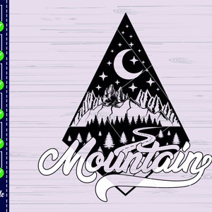 Geometric Mountain Svg, 1, Mountains Svg, Waterfall Landscape Tattoo ...
