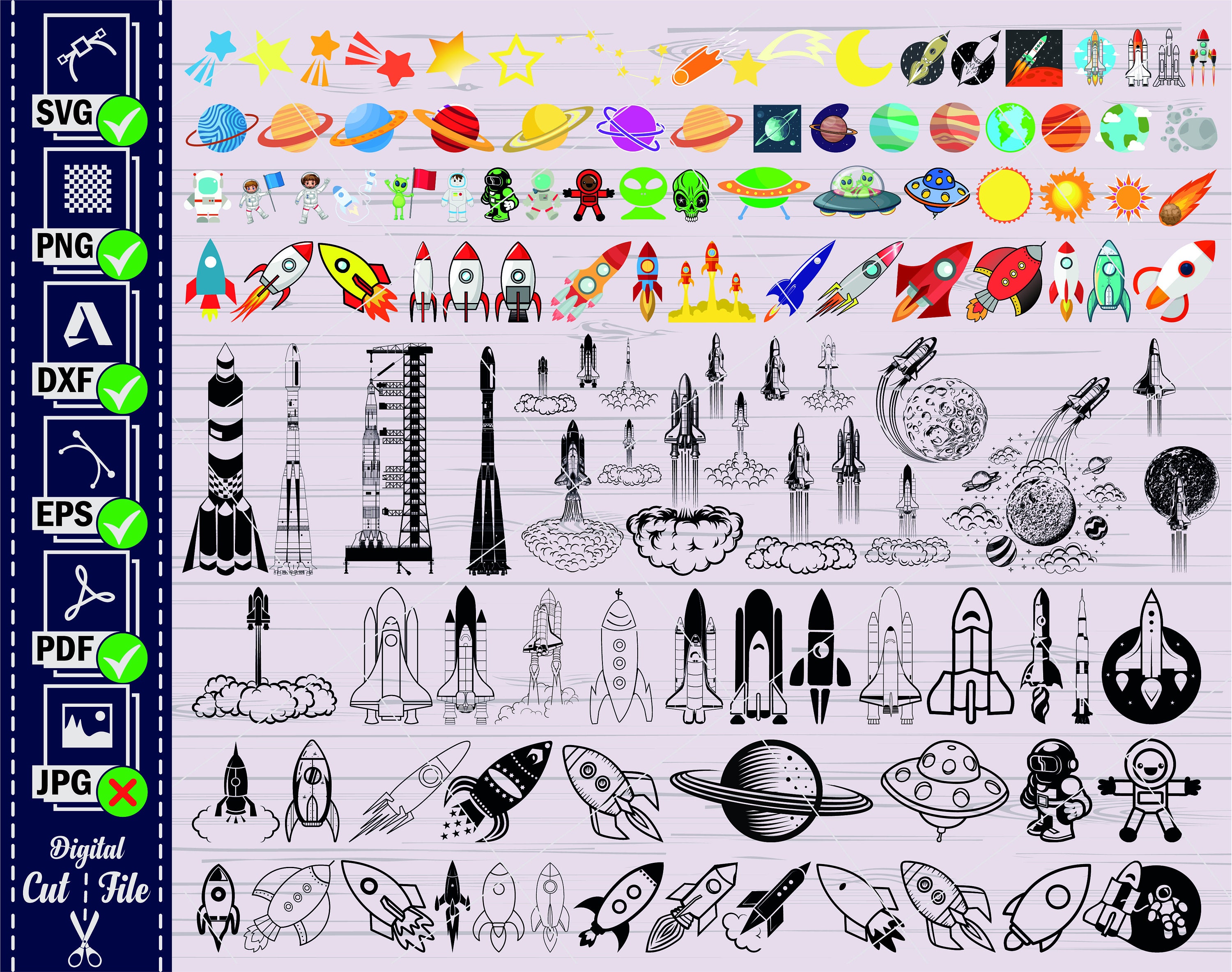 Space Rocket Launch SVG Galaxy Space SVG Bundles Rocketship - Etsy
