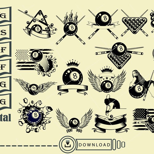 Billiards Svg Snooker Svg Pool Billiards Clipart Billiards - Etsy