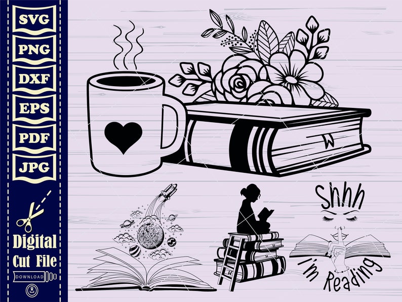 BOOKS SVG 2 Books Lover Bundle SVG Love to Read Svg - Etsy