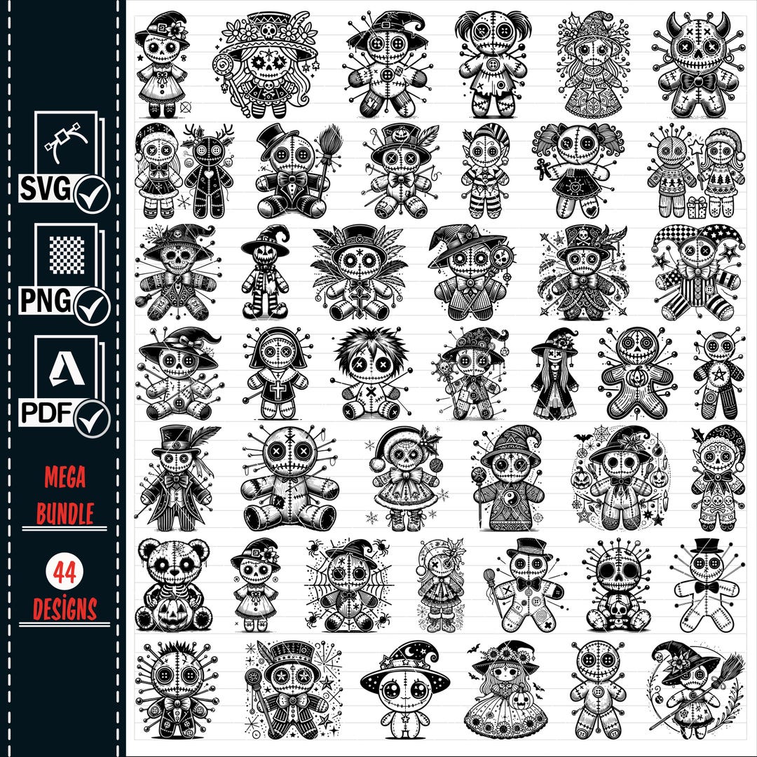 Halloween Voodoo Doll SVG Bundle, Gothic Christmas Designs (digital ...