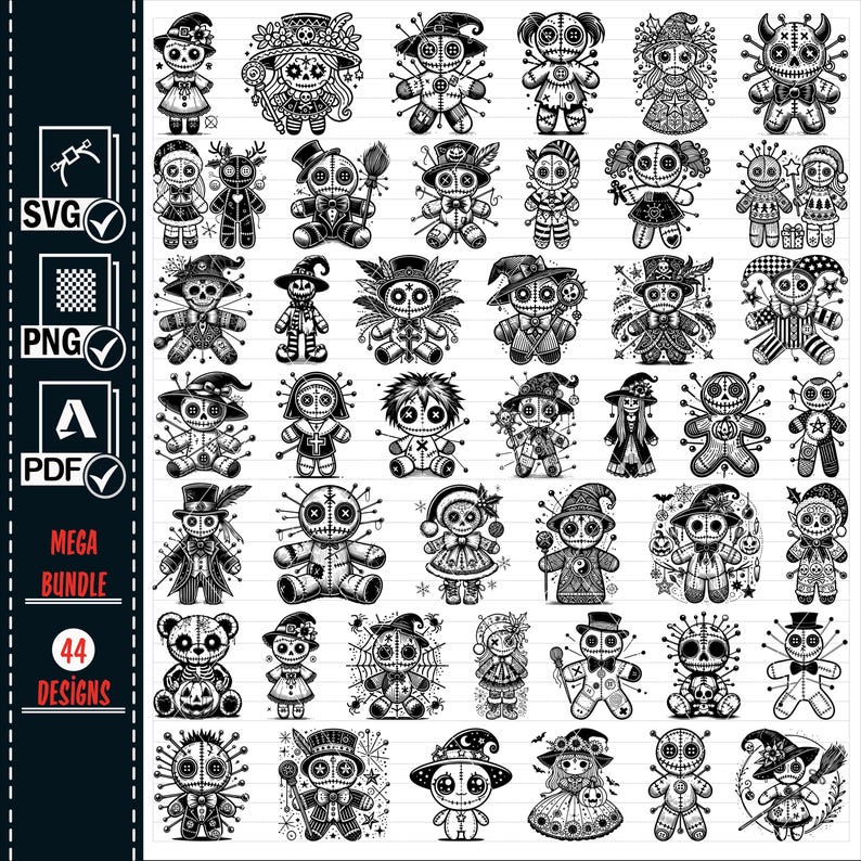 Halloween Voodoo Doll SVG Bundle, Gothic Christmas Designs (digital ...