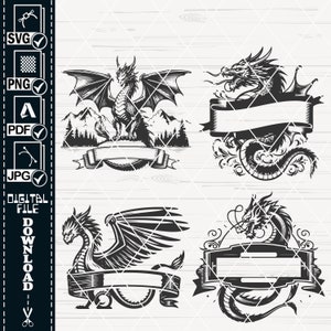 Dragon Monogram Svg Cut File, Dragon SVG Bundle, Dragon Clipart, Dragon ...