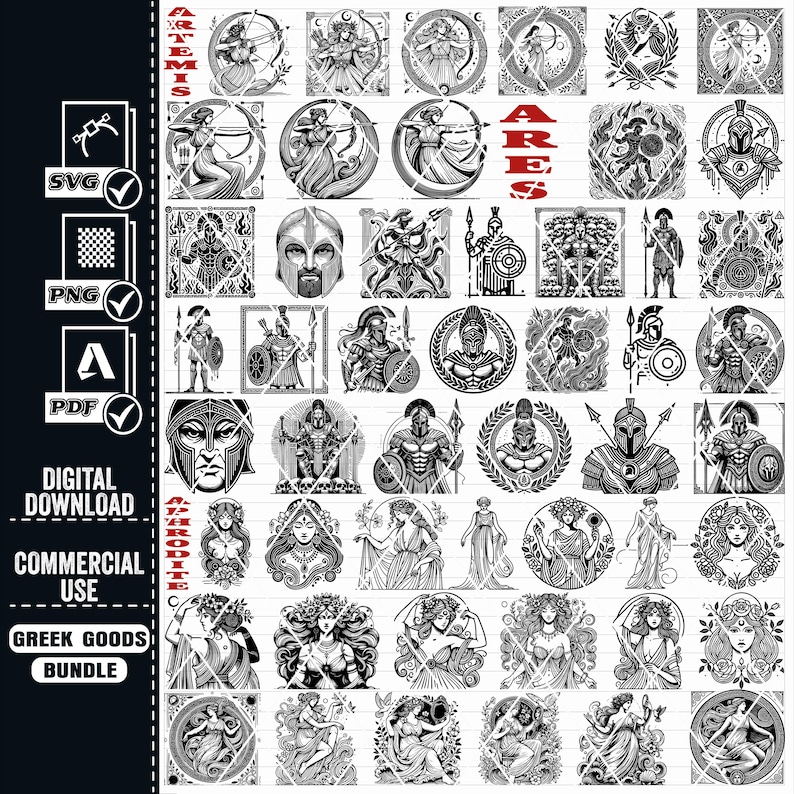 Greek God Clipart Set, Ancient Mythology Graphics (SVG, PNG, PDF) - Etsy