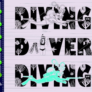 Scuba Diving SVG Files, Cut File, Water Sport Svg, Diver Svg, Diving ...