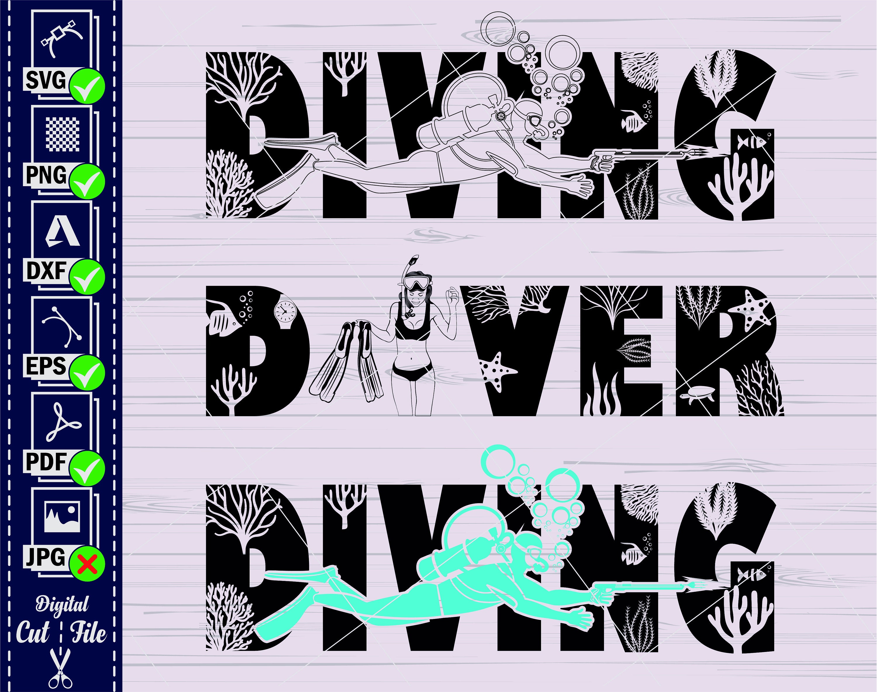 Plotterdatei Scuba Diving SVG Plotterdatei Taucher Svg - Etsy.de