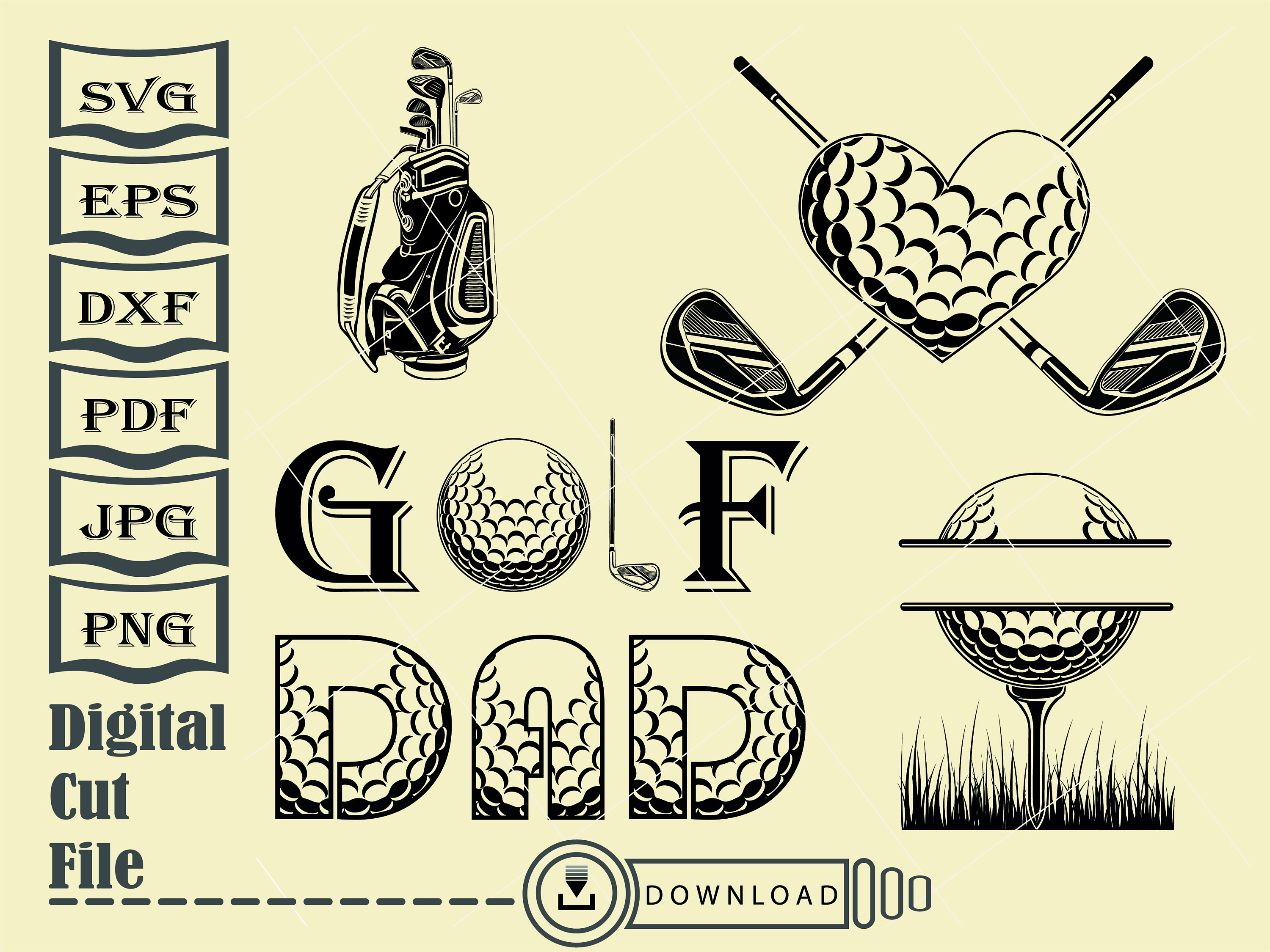 GOLF SVG Bundle 3 Golf Ball Svg Golf Club Svg Golf | Etsy UK