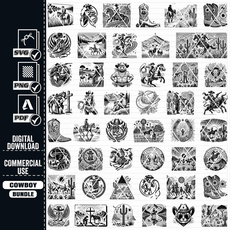 Cowboy Mega Bundle, Western Vector Graphics (digital Download) - Etsy