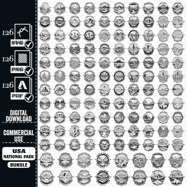 USA National Parks Cut Files, Vector Art (svg, Png, Pdf) (digital ...