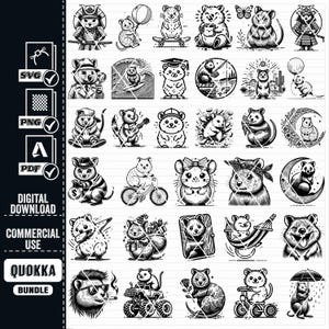 Quokka SVG Bundle, PNG, Cute Animal Clipart, Floral Quokka Australian ...
