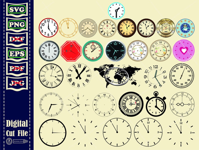 Clock Face SVG Clock Numbers SVG Clock SVG School Clock | Etsy