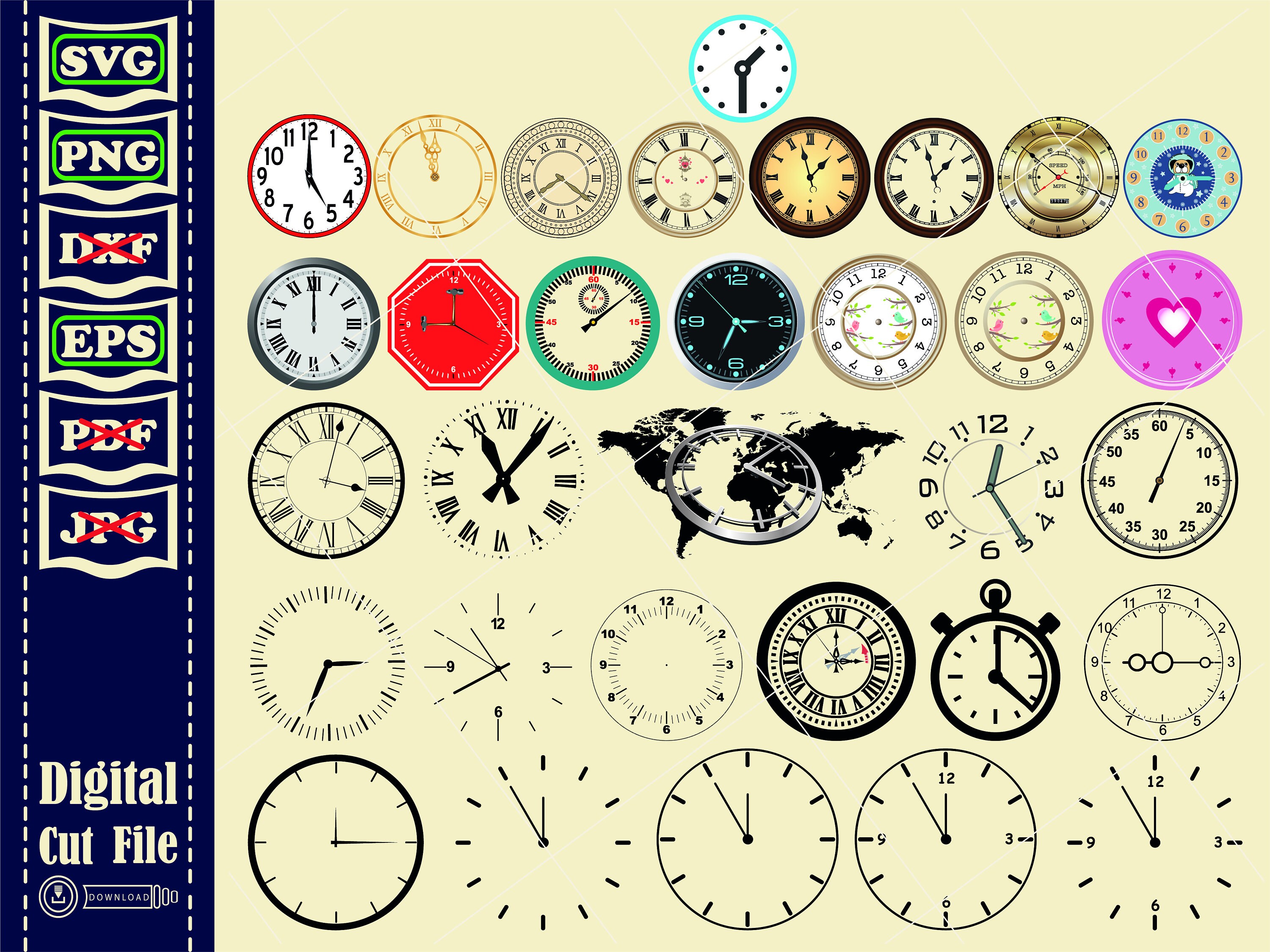 Clock Face SVG Clock Numbers SVG Clock SVG School Clock | Etsy