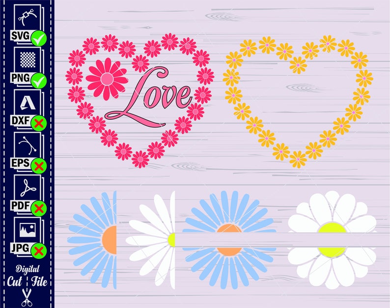 Daisy Svg Bundle2 Daisy Flower Svg Spring Svg Heart Daisy - Etsy