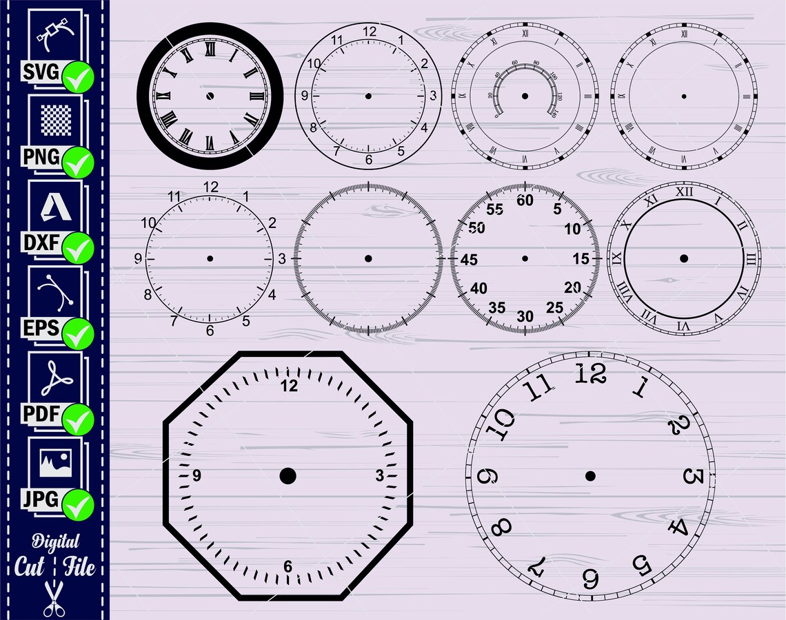 Clock Face SVG Bundle, Numbers Clipart (digital Download) - Etsy