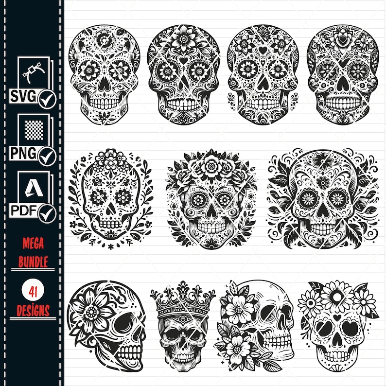 Sugar Skull Girl Svg Png Bundle, Catrina Clipart (digital Files) - Etsy