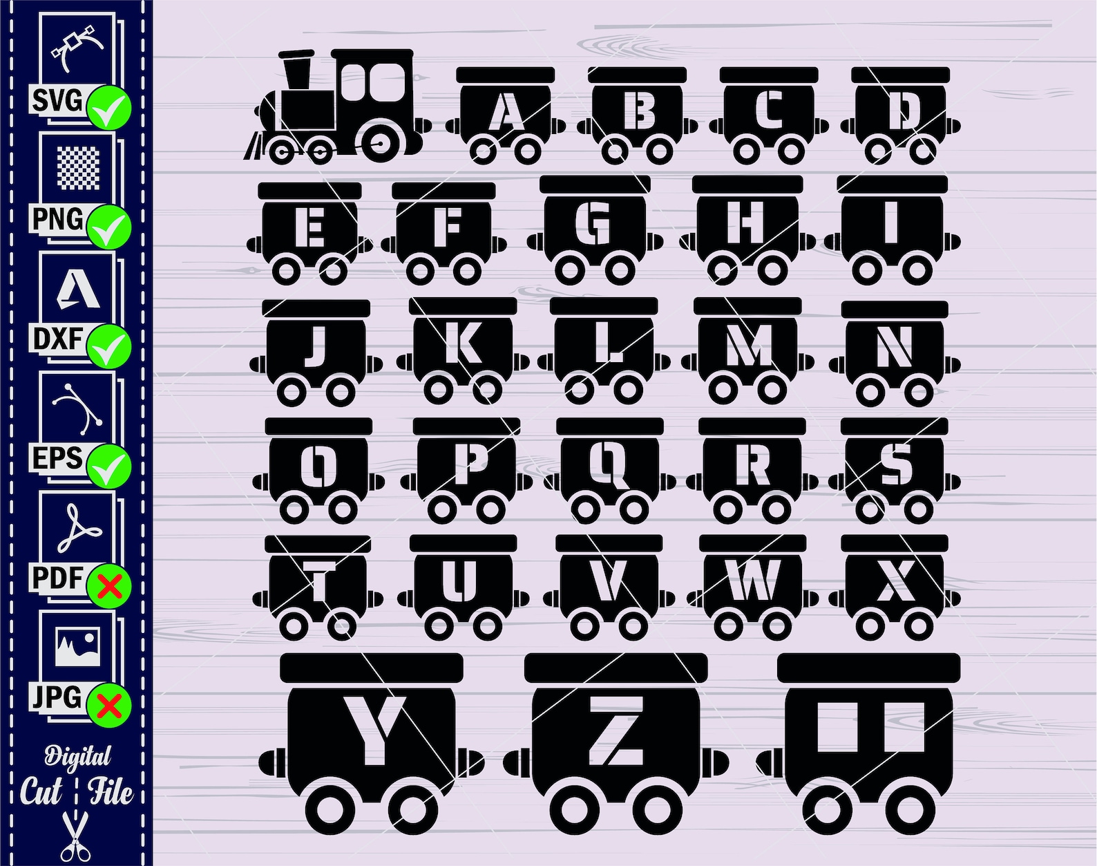 Train Alphabet SVG, Train Font SVG, Train Letters, Cricut Cut Files ...