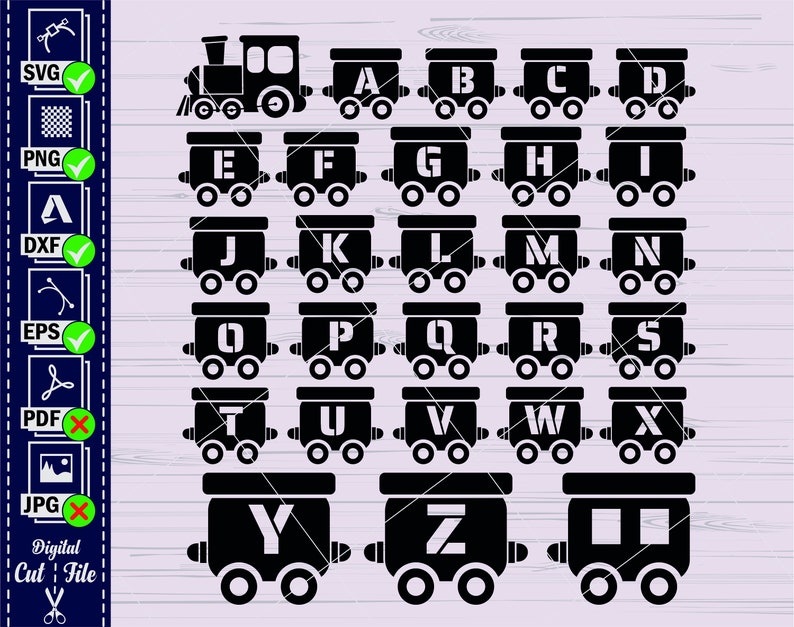 Train Alphabet SVG Font, Cut Files (png, Dxf, Eps) - Etsy