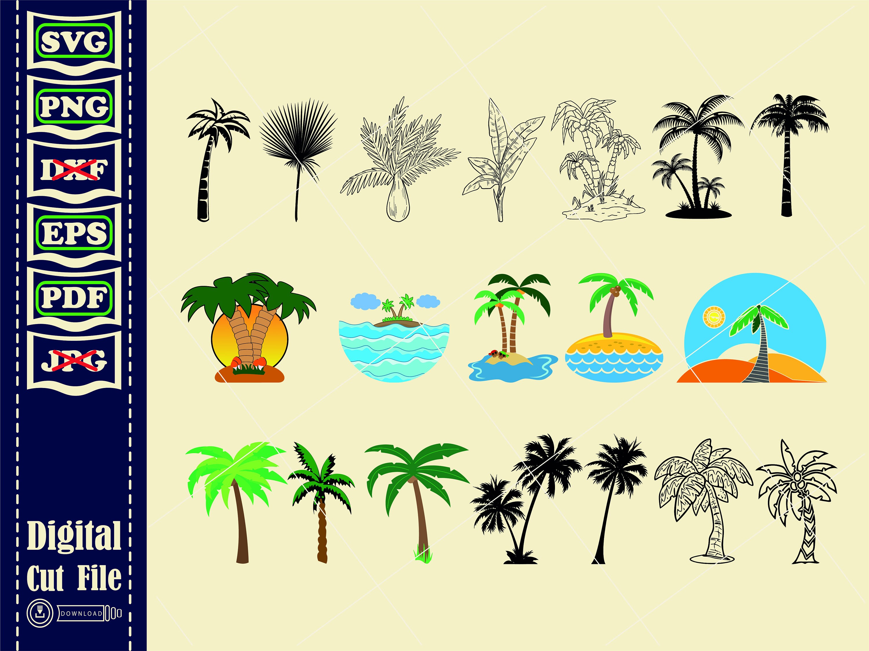Palm Tree Svg 2 Sunset Svg Palm Beach Svg Palm Tree Sunset | Etsy