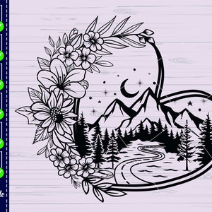 Geometric Mountain Svg, 1, Mountains Svg, Waterfall Landscape Tattoo ...