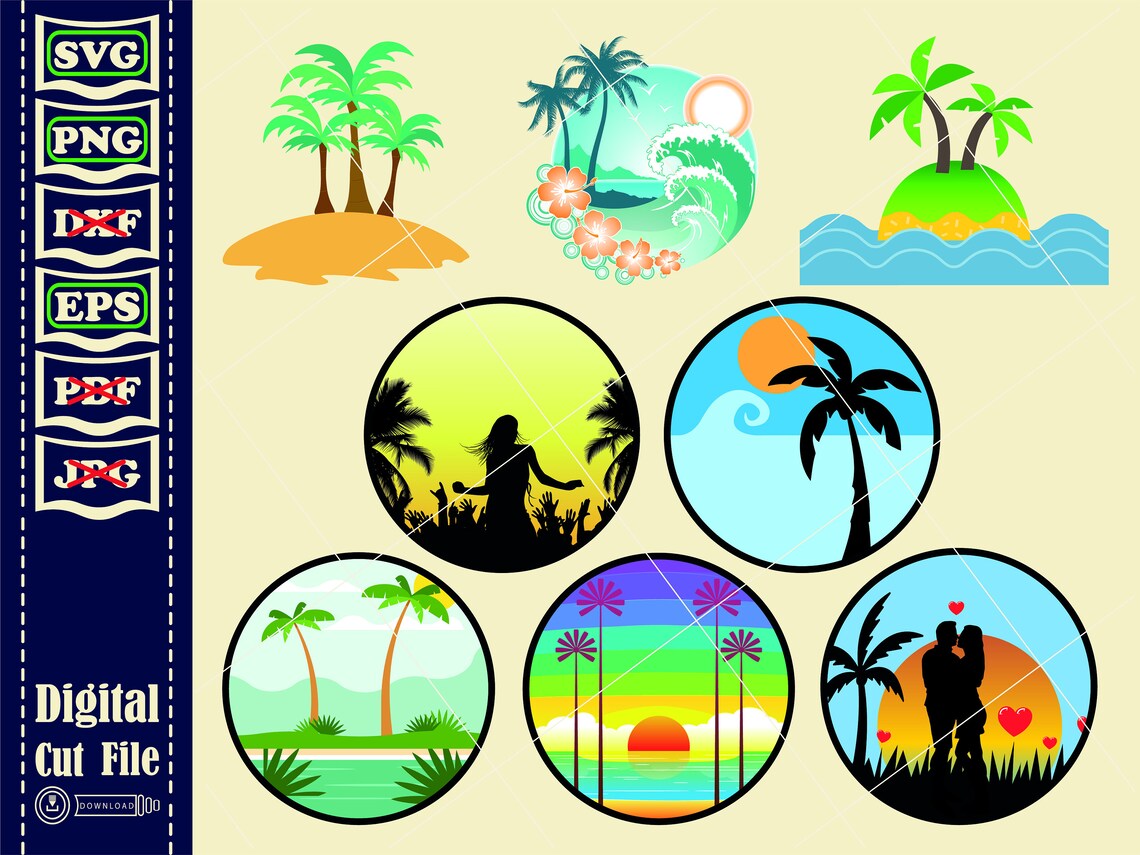Palm Tree Svg 3 Sunset Svg Palm Beach Svg Palm Tree Sunset - Etsy