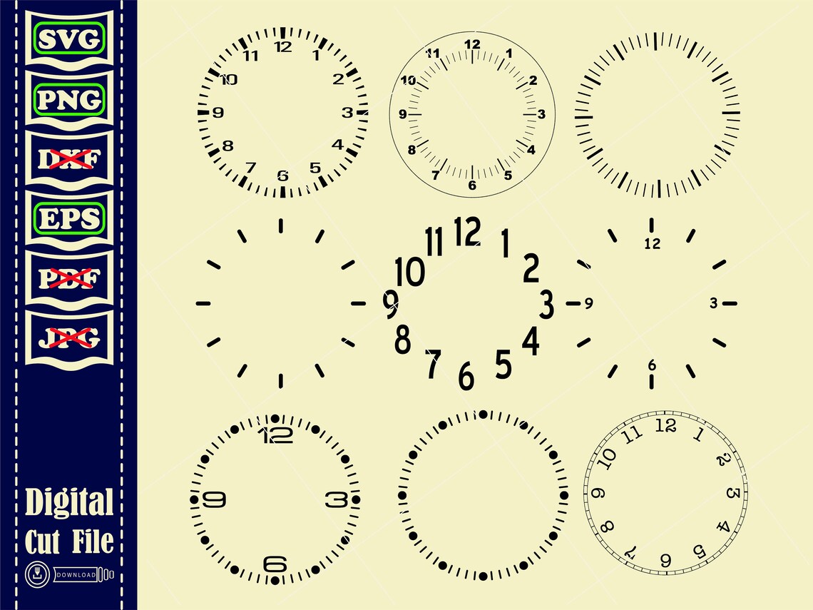 Clock Face SVG Clock Numbers SVG Clock SVG School Clock | Etsy