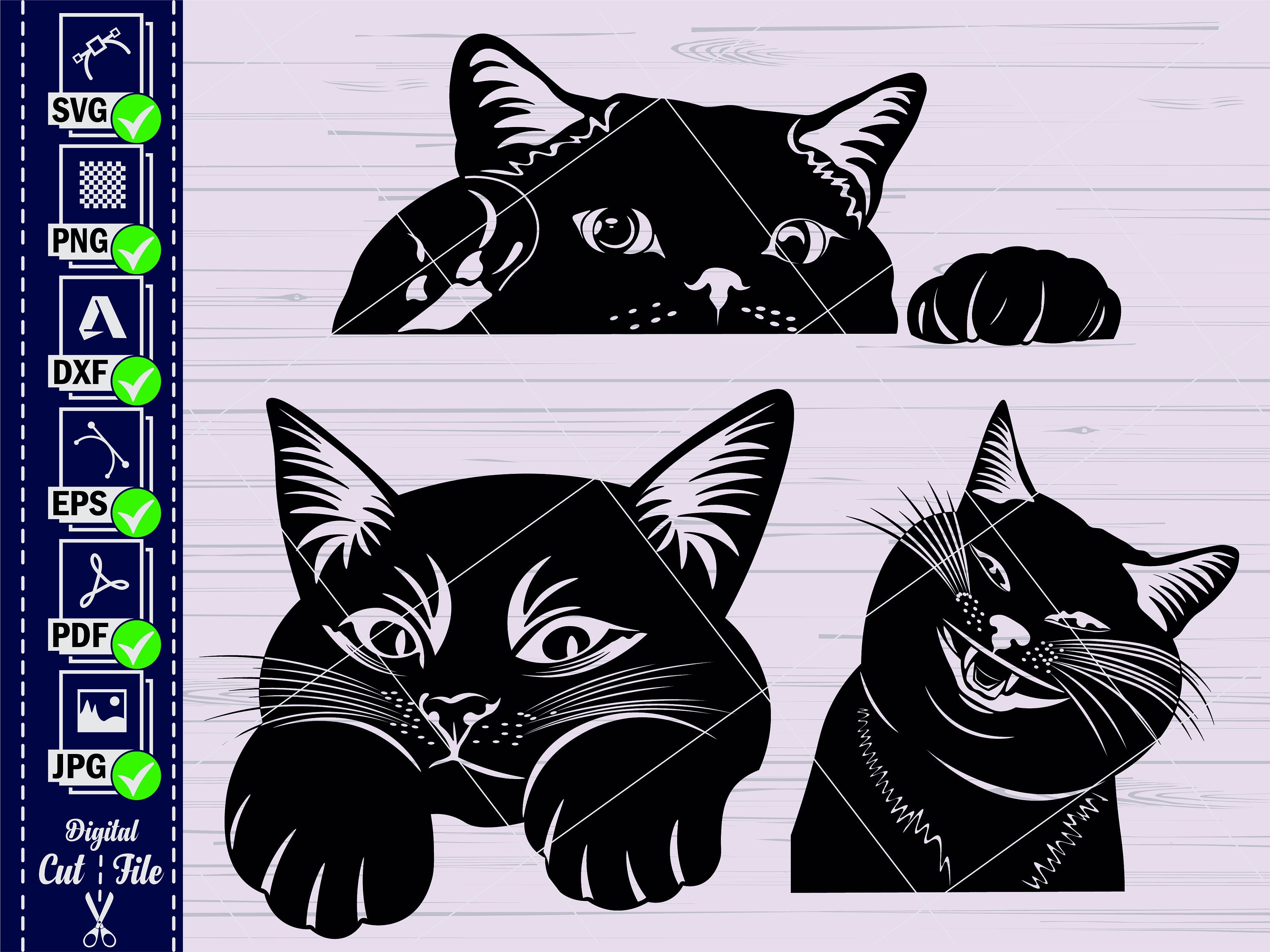 Cat SVG 2 Black Cat Svg Cute Cat Svg Peeking Cat Svg - Etsy