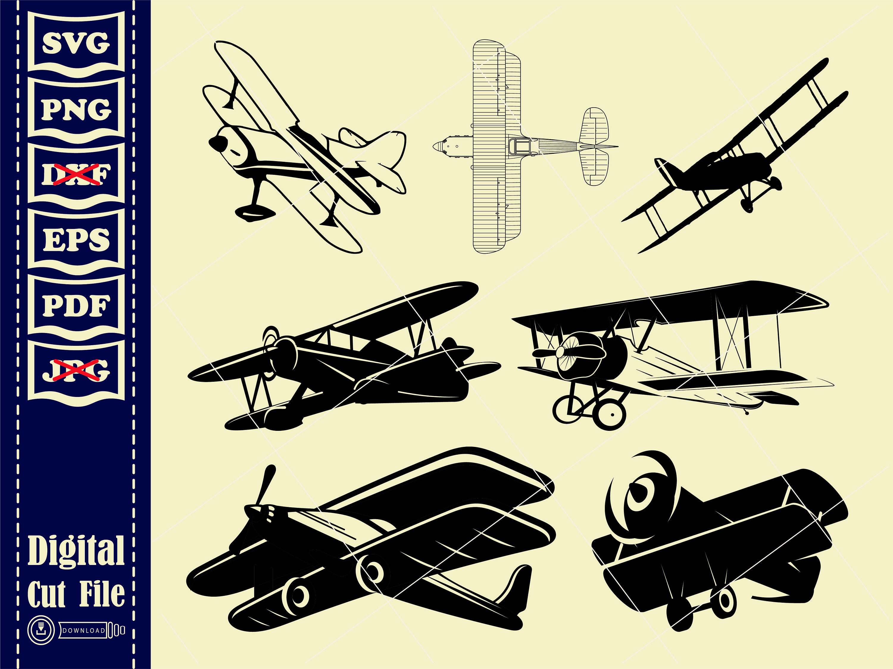 Biplane SVG 1 Propeller Plane Svg Biplane Vector Split Old - Etsy Australia