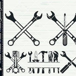 Mechanic Tools SVG Bundle, Clipart Silhouette Vector (digital Download ...