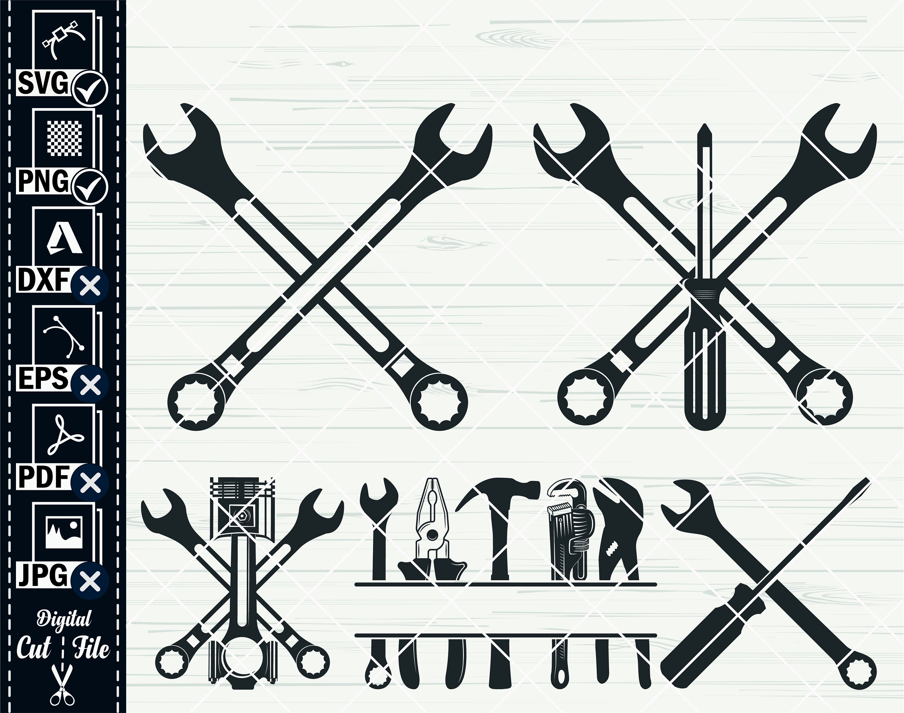 Mechanic Tools SVG Bundle, Clipart Silhouette Vector (digital Download ...
