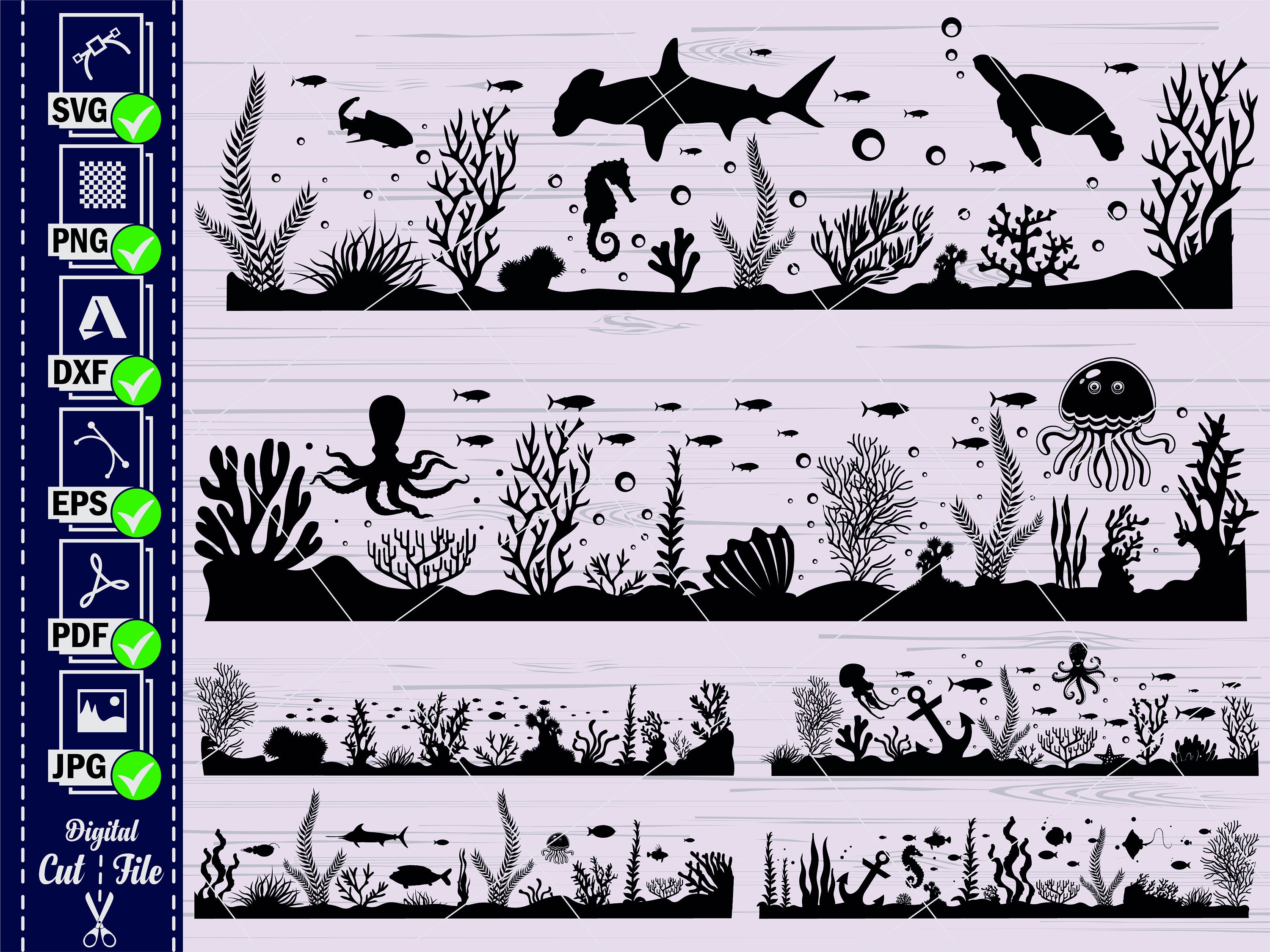 Sea Scene Svg Underwater World Svg Undersea With Fish Svg - Etsy UK