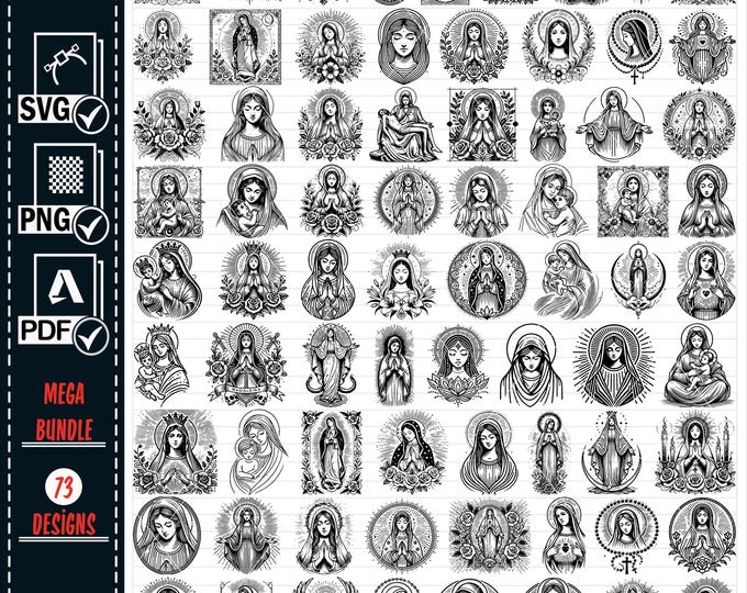 Virgin Mary SVG File, Our Lady of Guadalupe Digital Art, Religious Icon ...