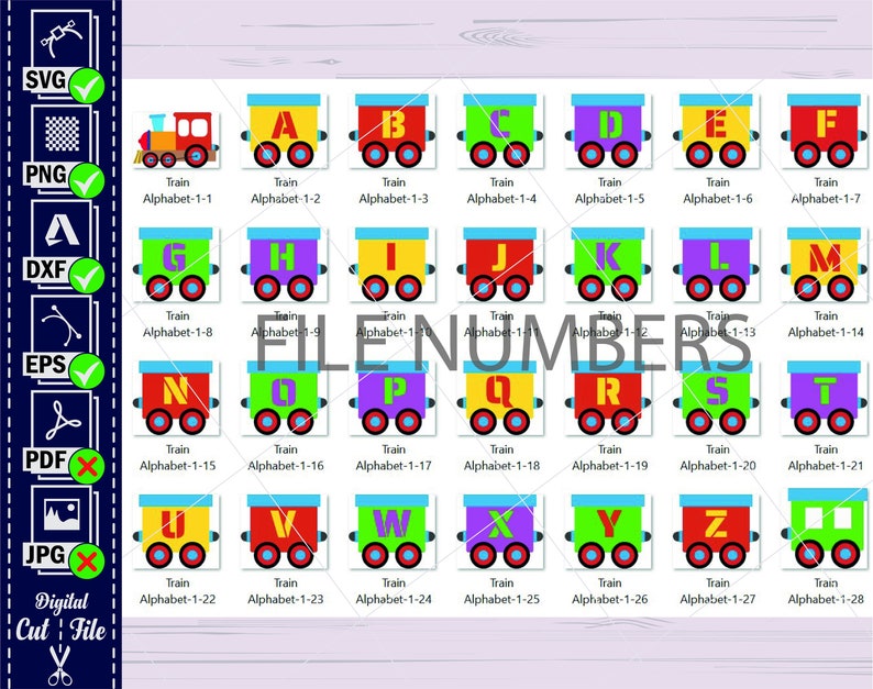 Train Alphabet SVG Font, Cut Files (png, Dxf, Eps) - Etsy