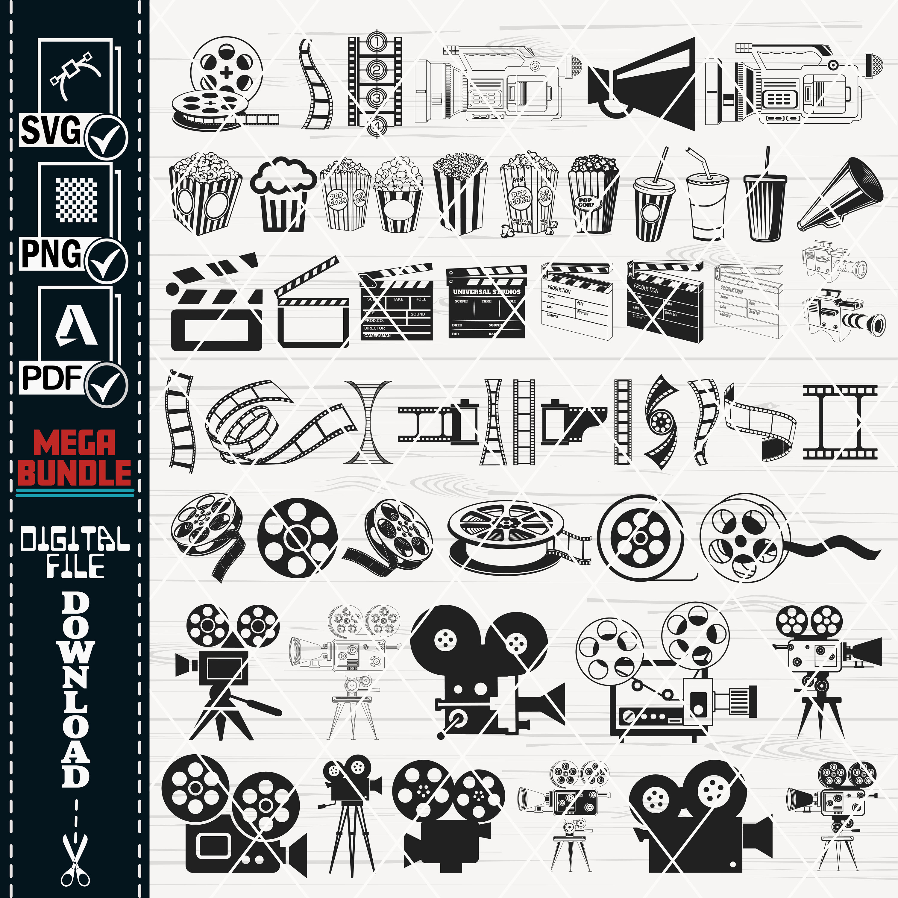 Film SVG Mega Bundle, Cinema Clipart (digital Download) - Etsy