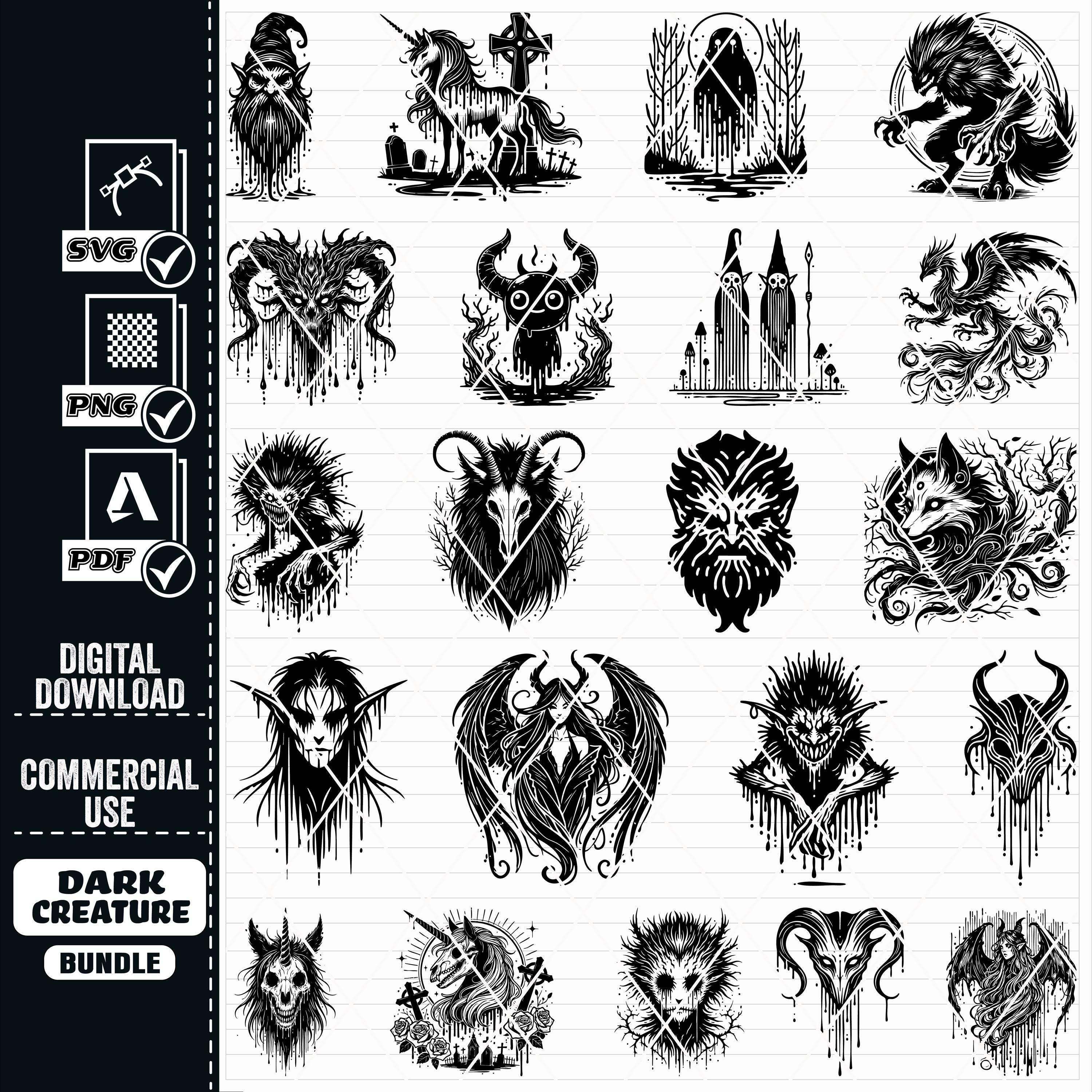 Dark Mythical Creature SVG Bundle, Horror, Gothic (digital Download) - Etsy
