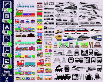 Train Set Clipart, Steam Train Clipart, Train Tracks, Transportation ...