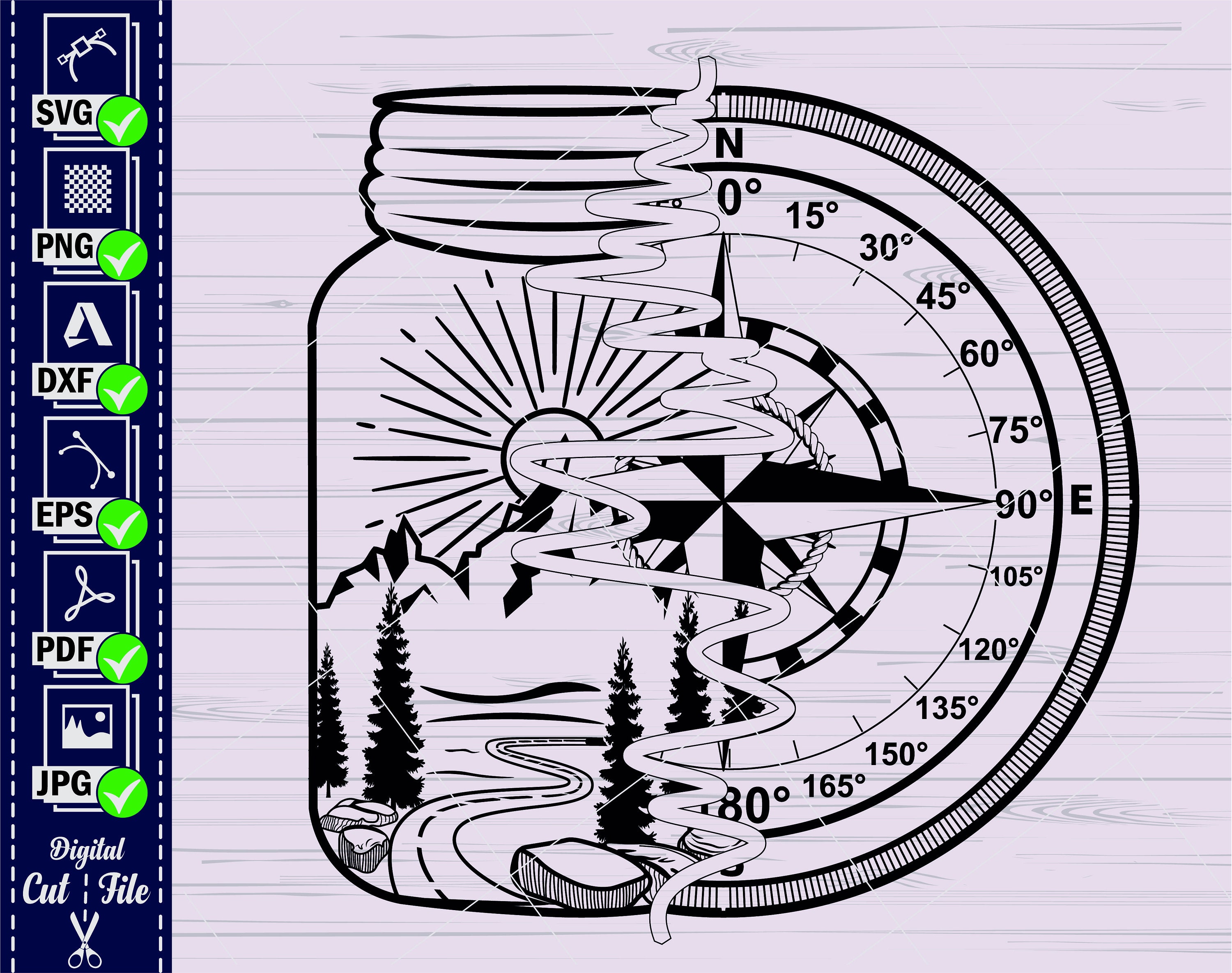 Compass SVG2 Scenic Mountain Compass Svg Camping Compass - Etsy Australia
