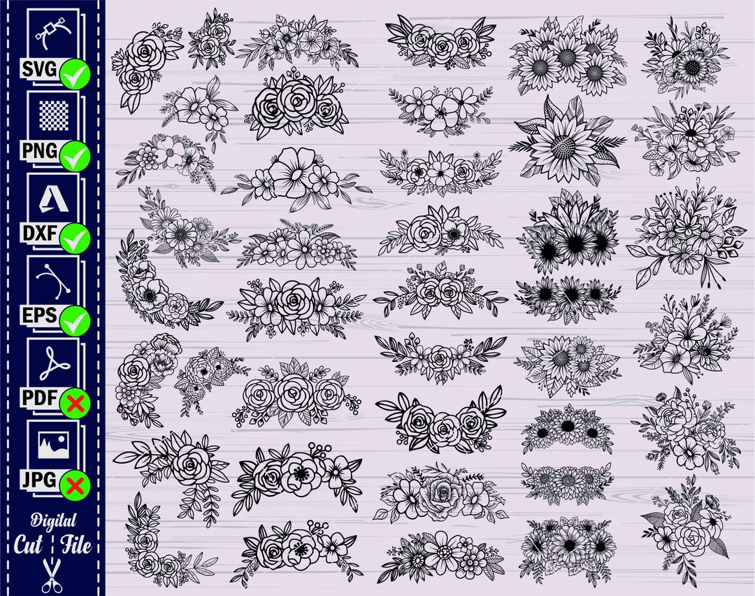 Flower SVG Bundle4 Floral Arrangement Svg Bouquet Svg - Etsy