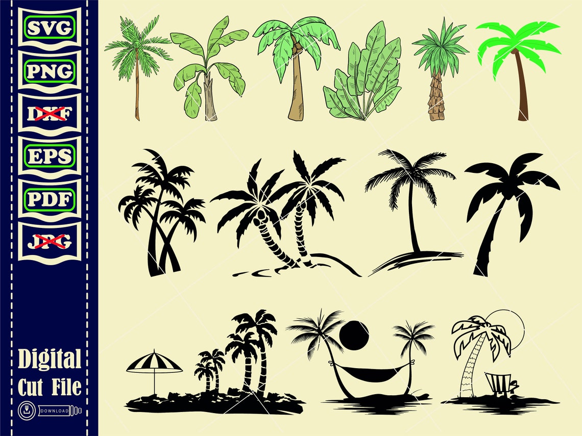 Palm Tree Svg 2 Sunset Svg Palm Beach Svg Palm Tree Sunset - Etsy